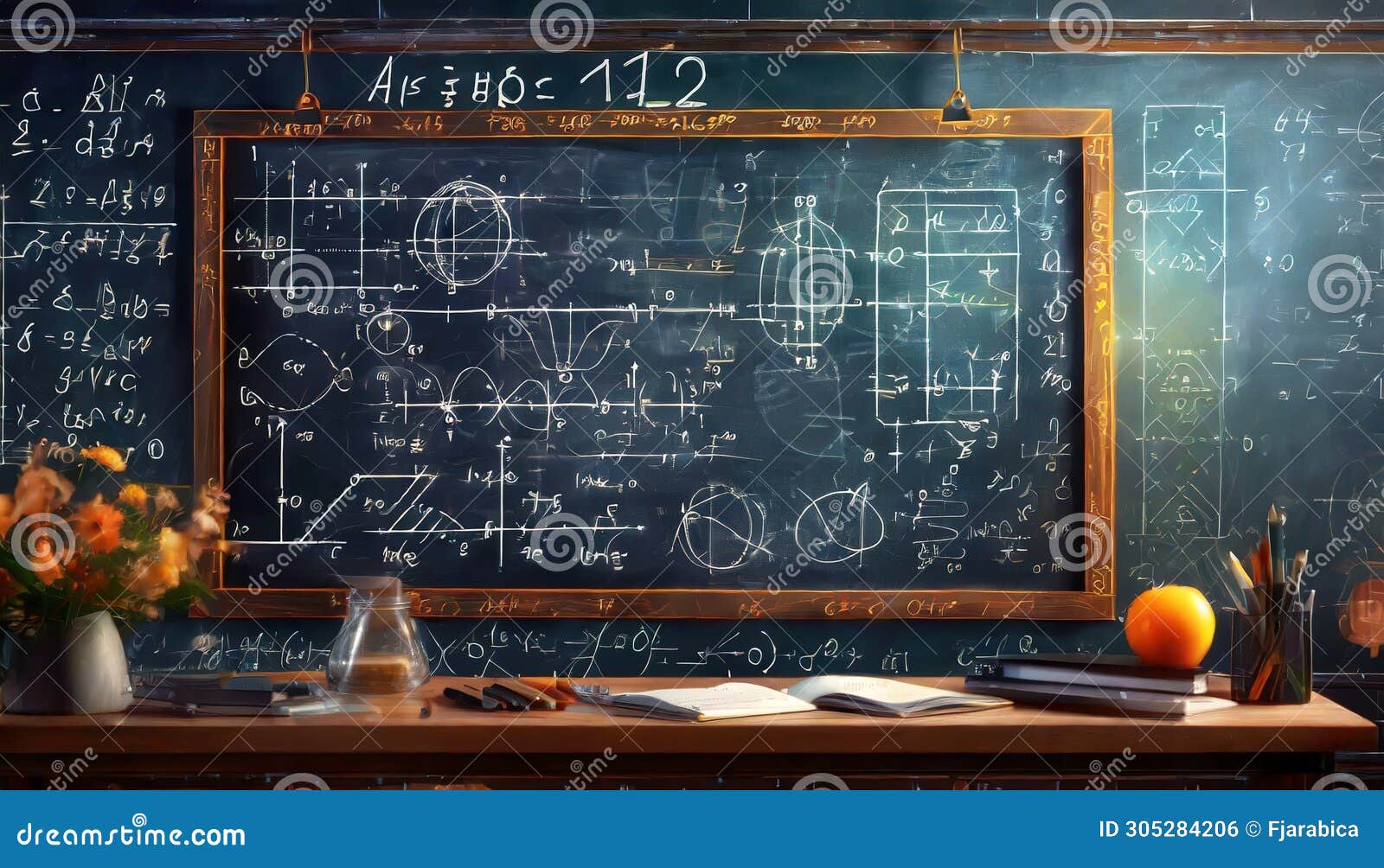 College Blackboard with Notes Stock Illustration - Illustration of line ...