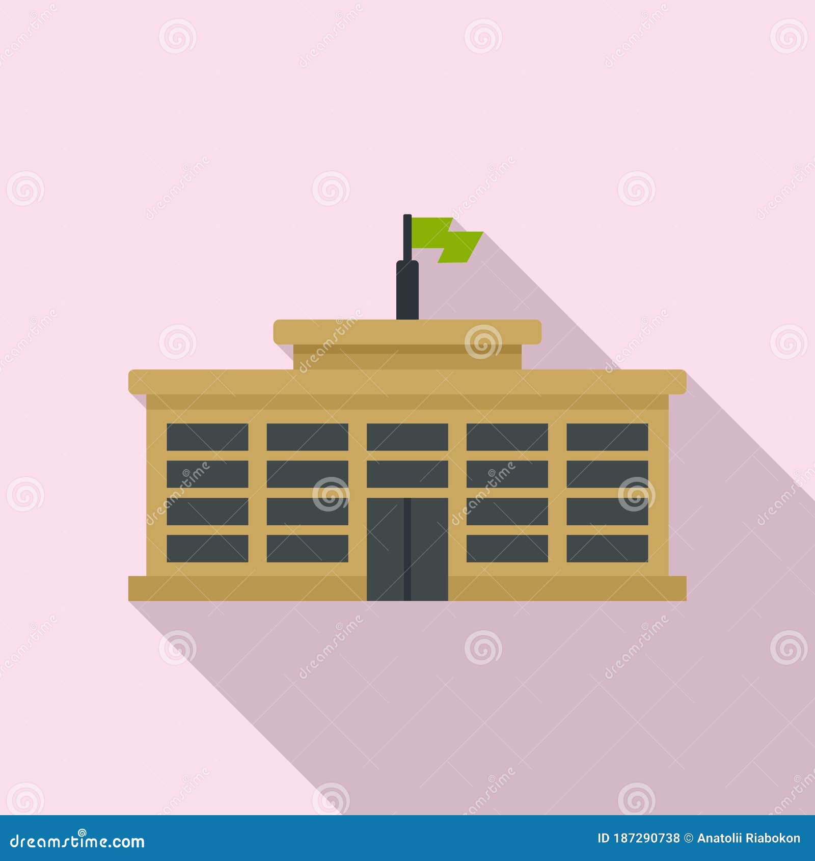 College Building Icon, Flat Style Stock Vector - Illustration of icon ...
