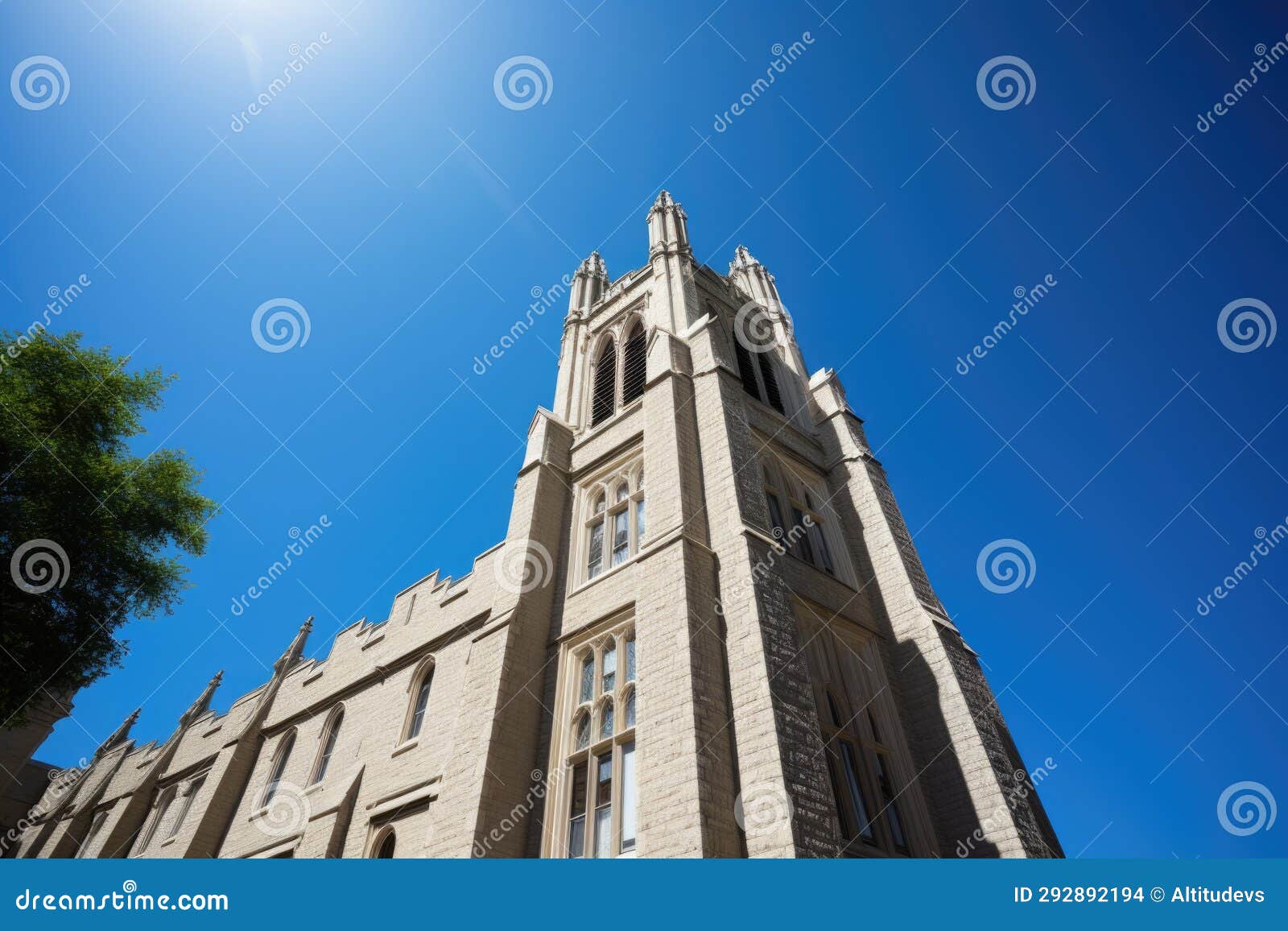 College Building Towering Against a Clear Blue Sky Stock Photo - Image ...