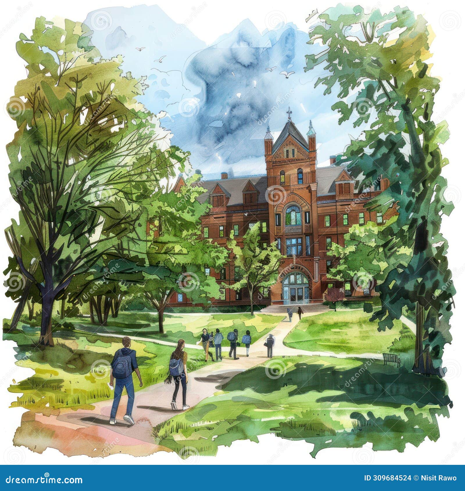 A College Campus Scene Higher Education Stock Photo - Image of library ...