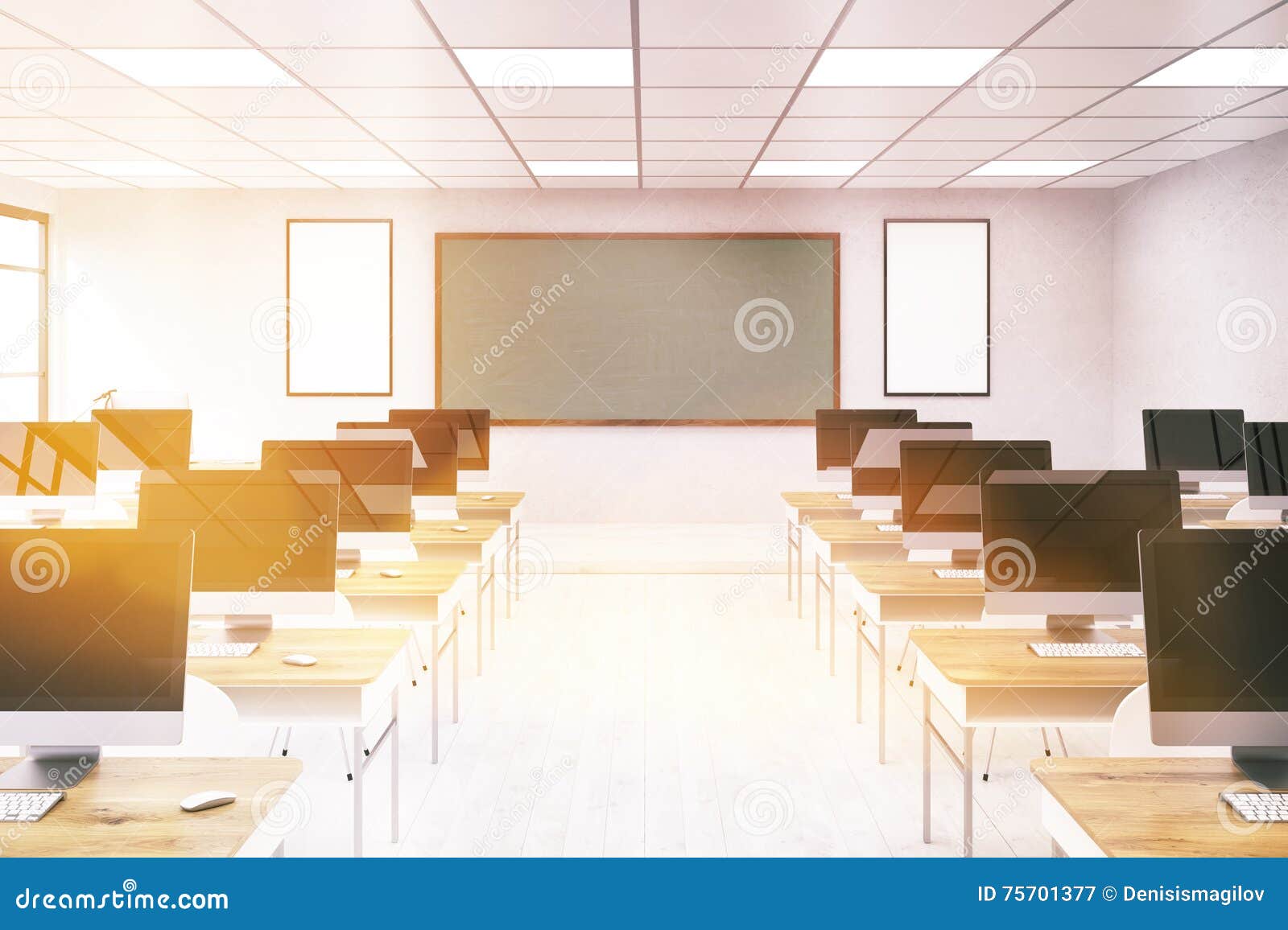College computer lab stock illustration. Illustration of board - 75701377