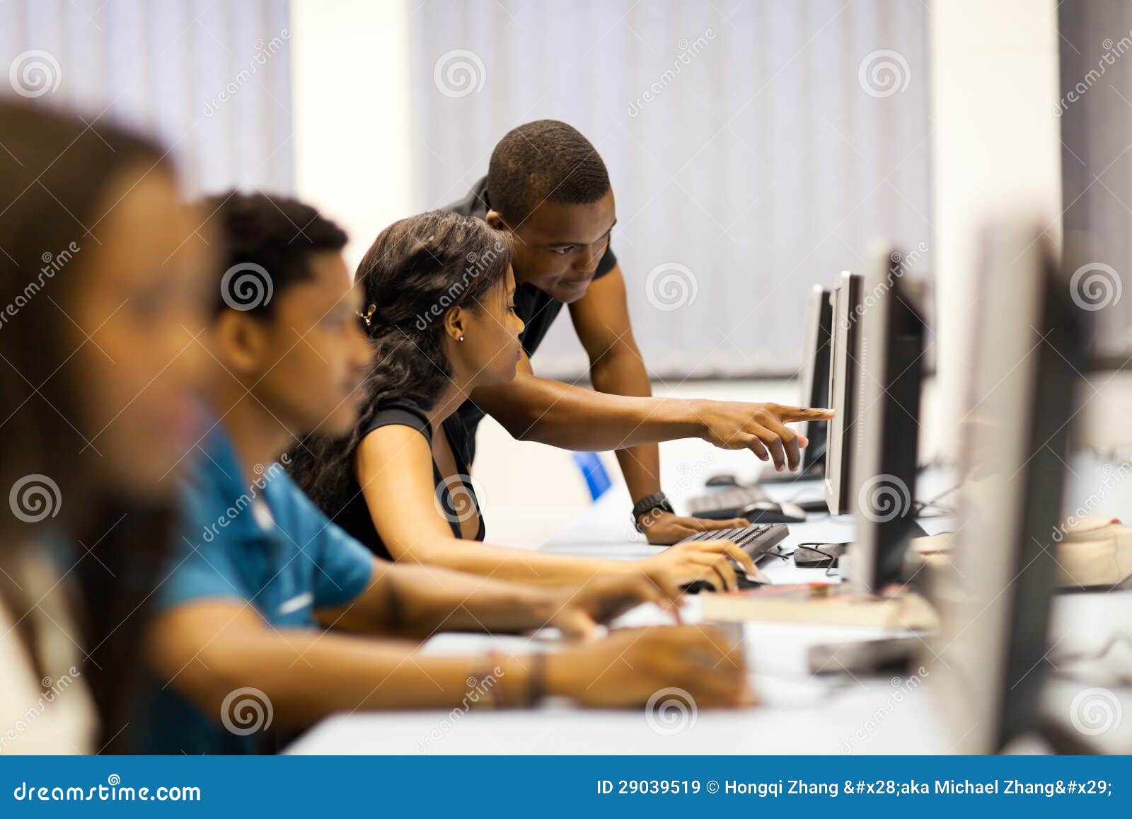 College computer room stock image. Image of female, afro - 29039519