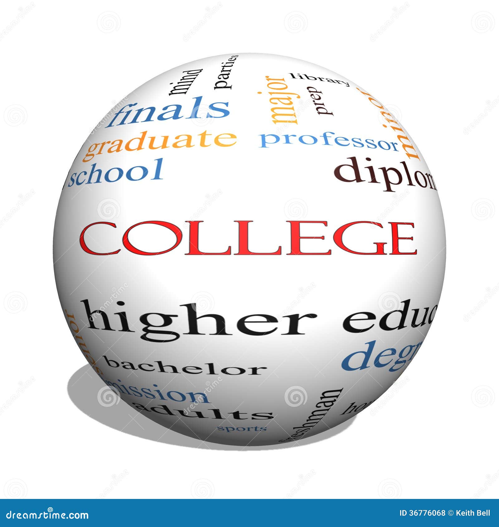 College 3D Sphere Word Cloud Concept Stock Illustration - Illustration ...