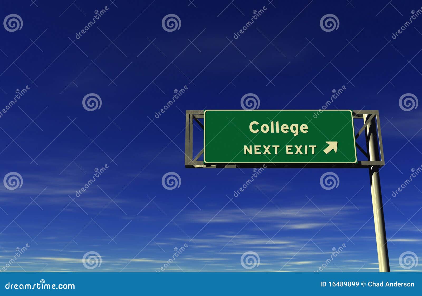 College - Freeway Exit Sign Stock Illustration - Illustration of ...