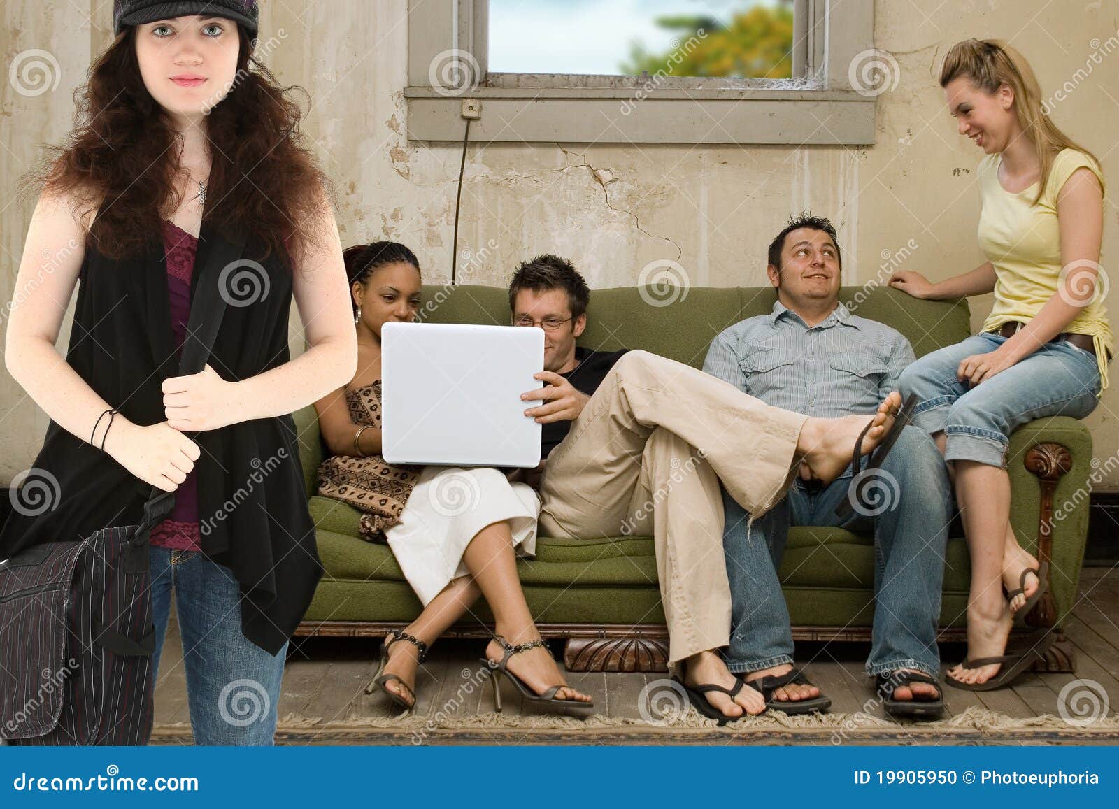 College Friends in Poverty Style Appartment Stock Photo - Image of ...