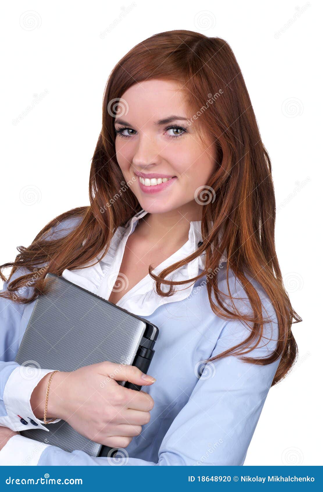 Girl Carrying Stack Of Books In Library Stock Photography ...