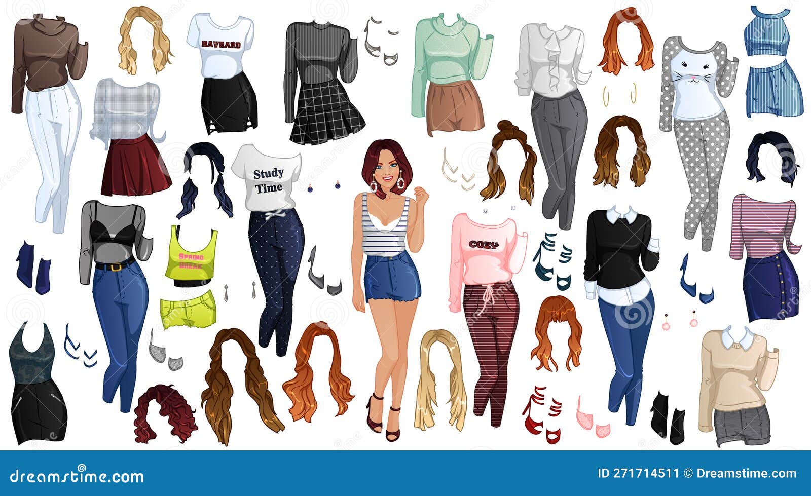 College Girl Paper Doll stock vector. Illustration of face - 271714511