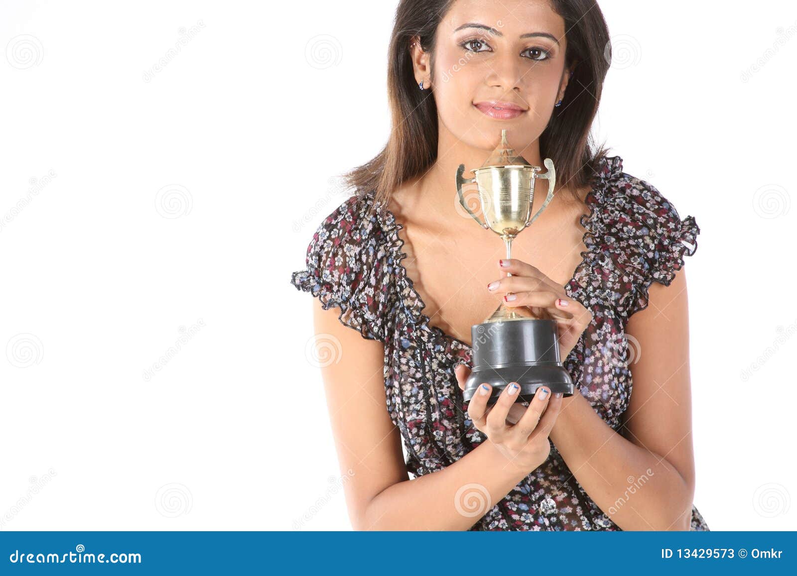 College Girl Winning a Gold Trophy Stock Image - Image of portrait ...