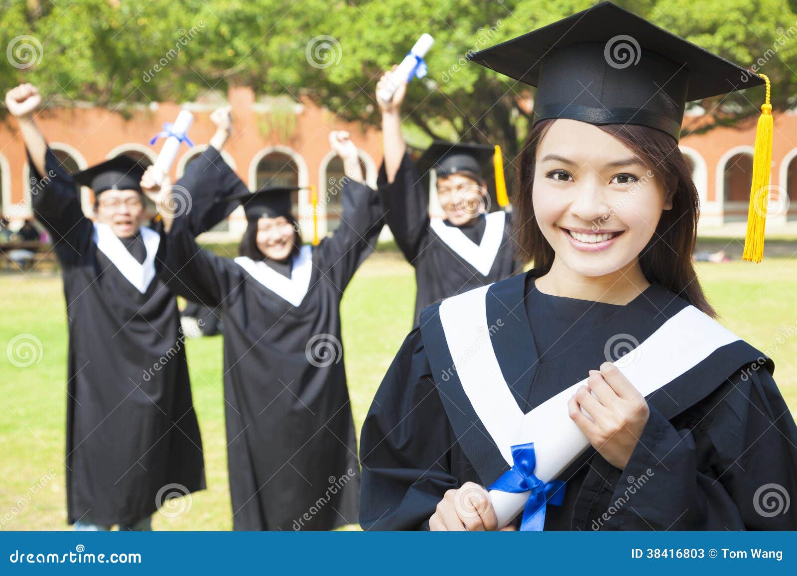 College Graduate with Happy Classmates Stock Image - Image of female ...