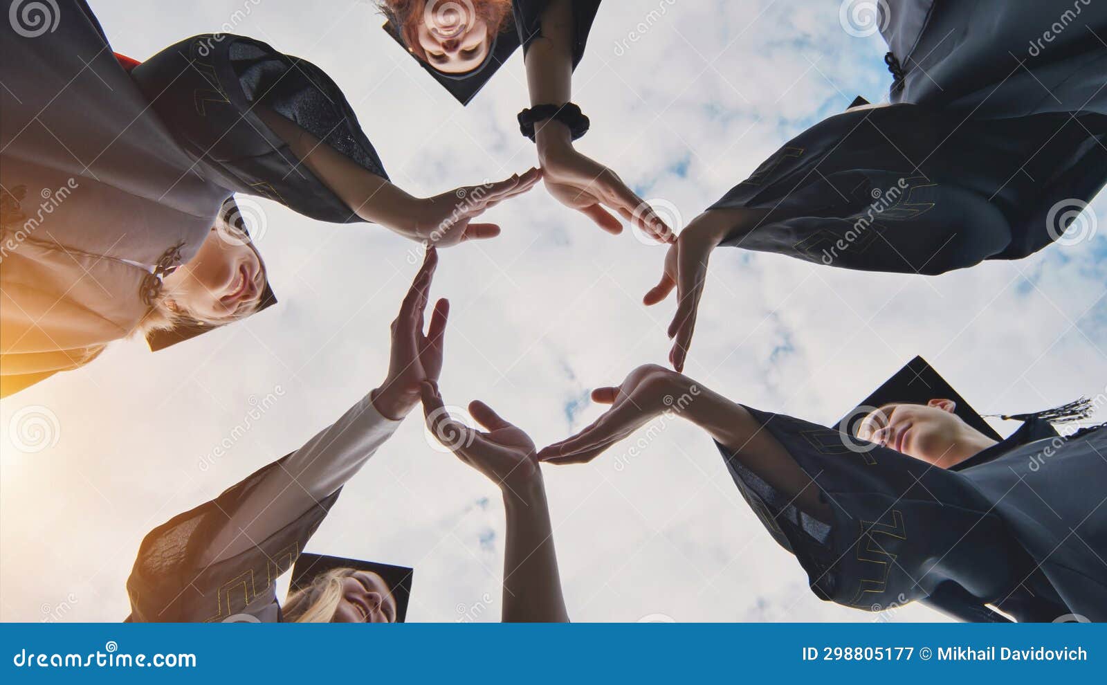 College Graduates Make a Circle of Their Hands. Stock Image - Image of ...