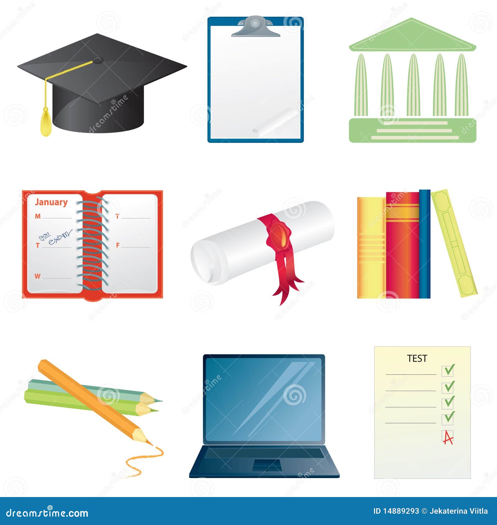 College Icon Set Stock Photos - Image: 14889293