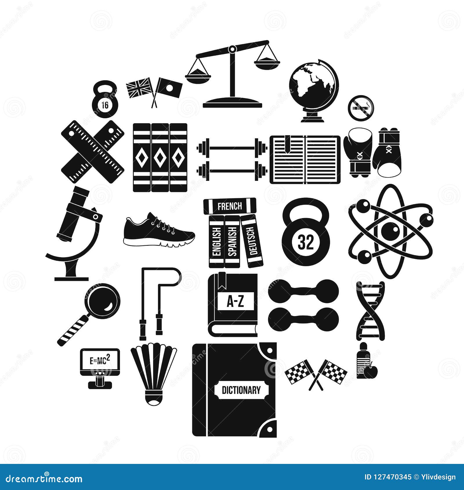 College Icons Set, Simple Style Stock Vector - Illustration of ...