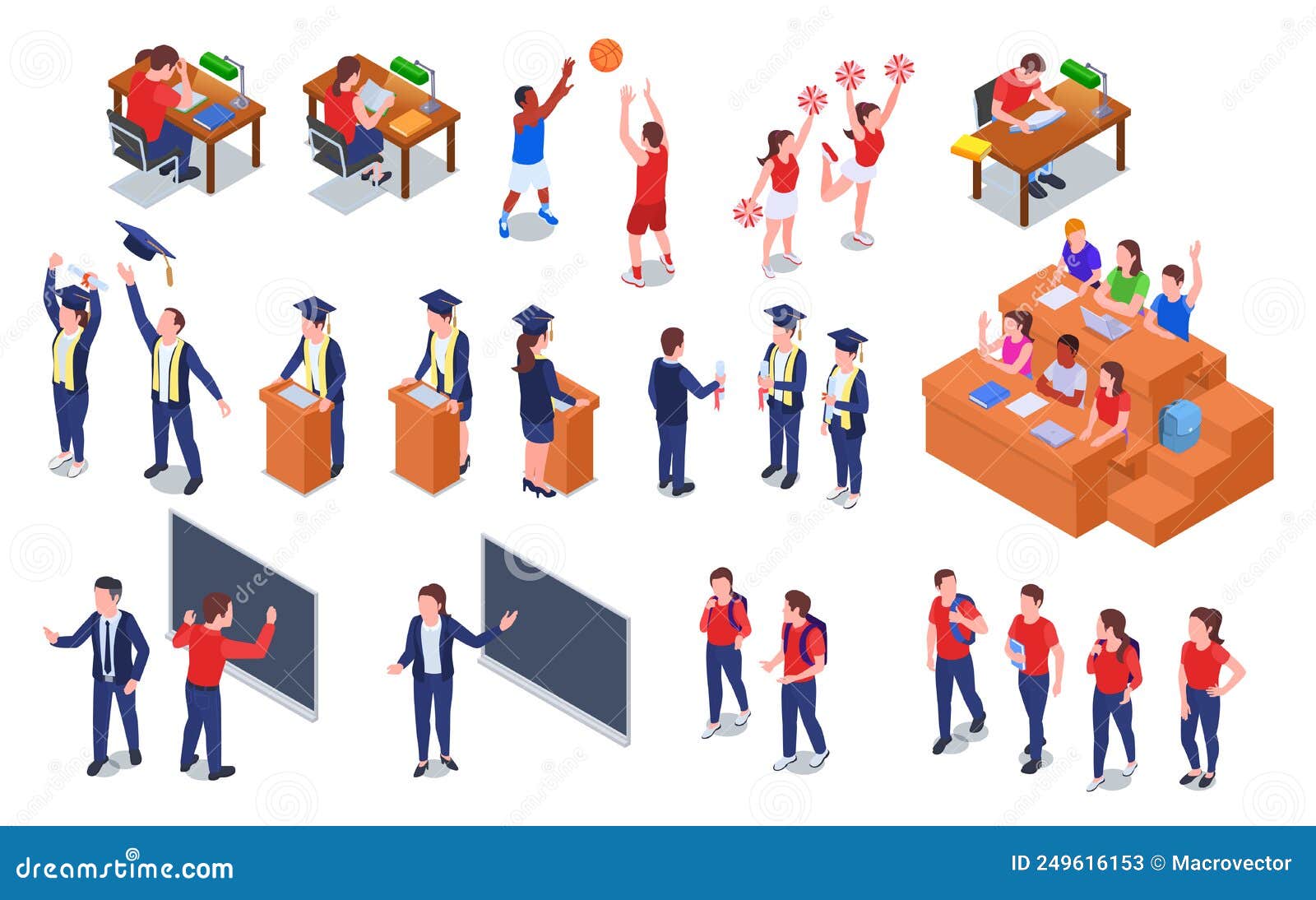 College Isometric Set stock vector. Illustration of recreation - 249616153