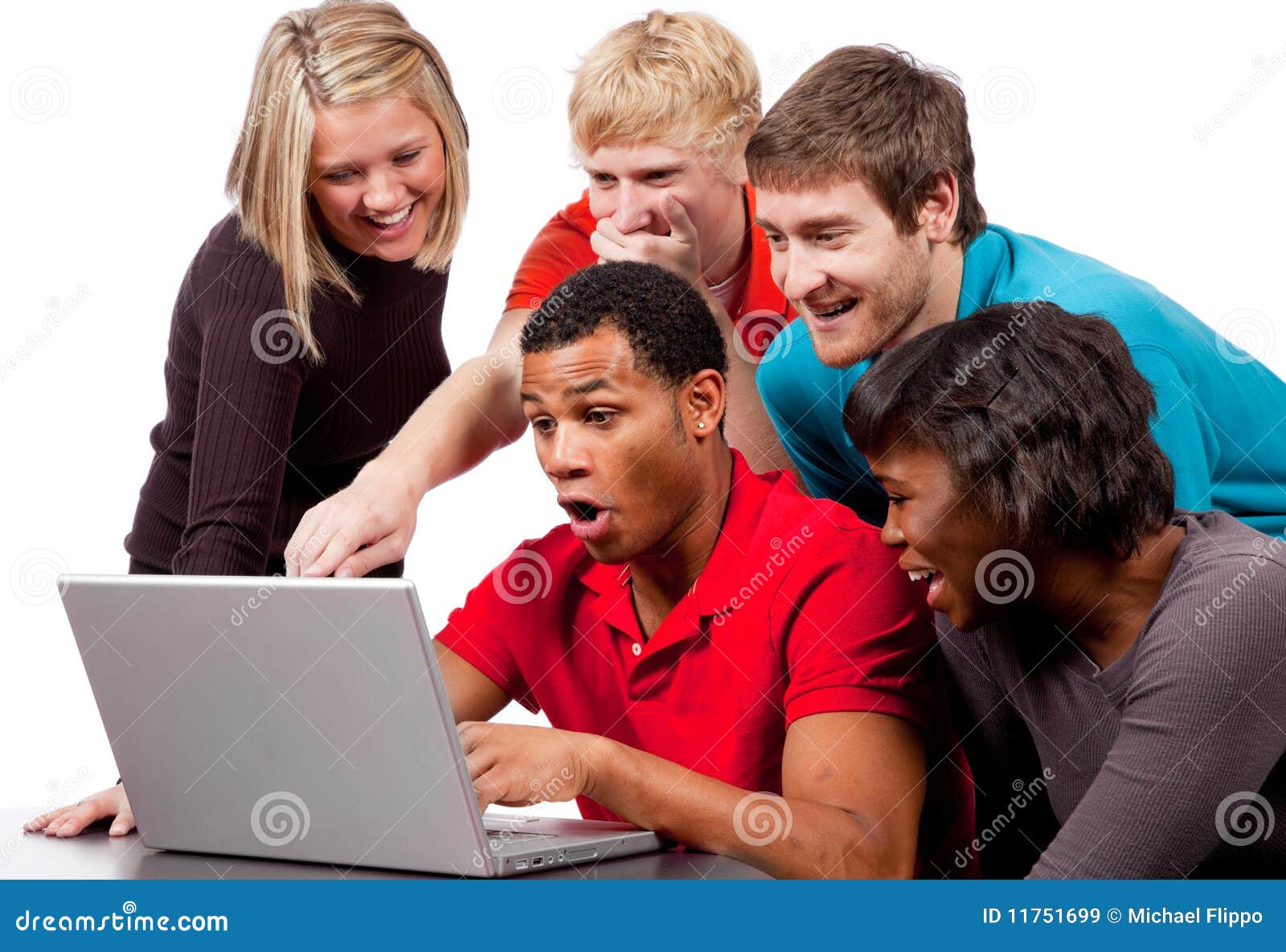 College Kids Looking at a Computer Screen Stock Image - Image of school ...