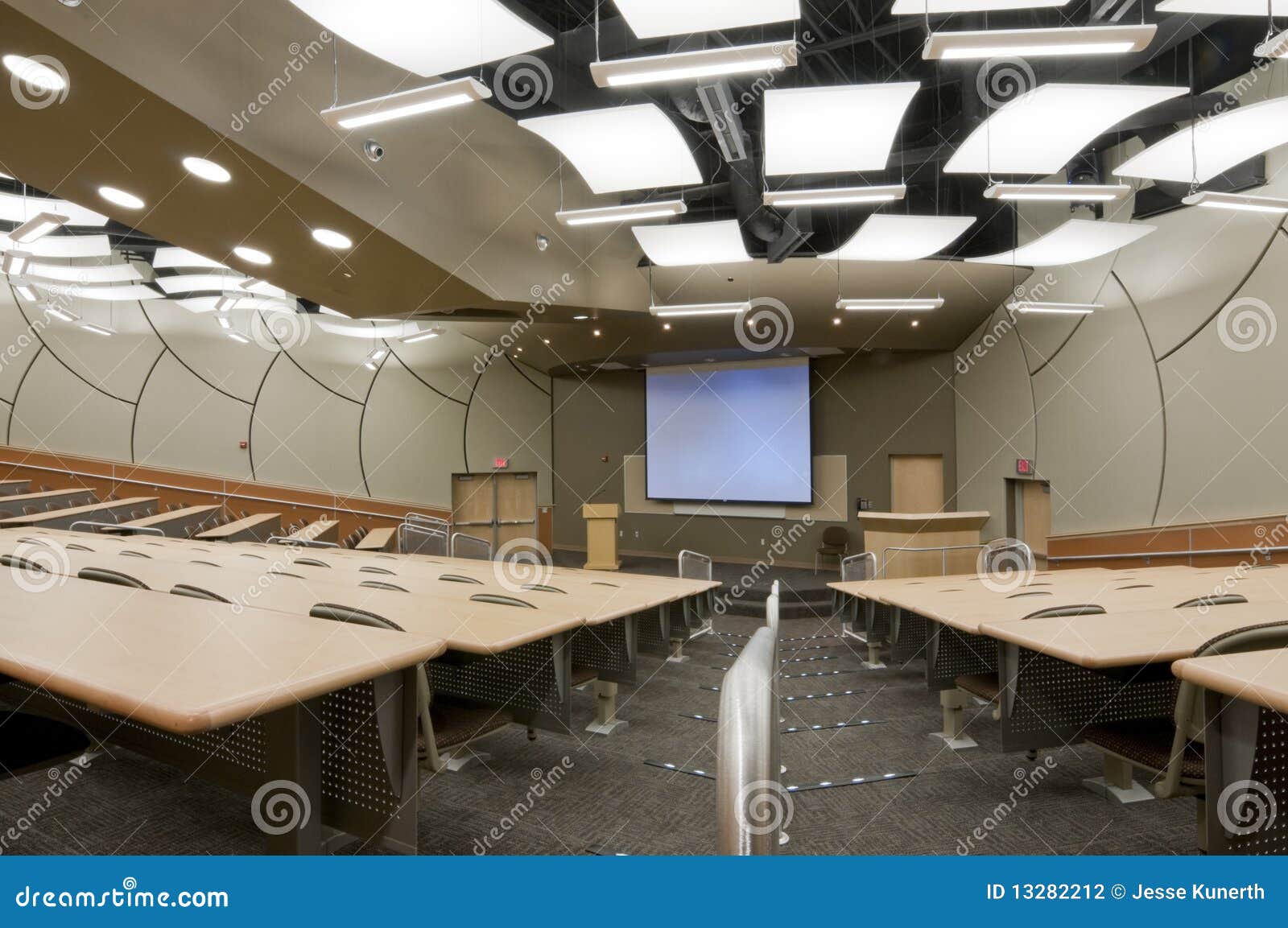 College Lecture Hall stock photo. Image of desks, lights - 13282212