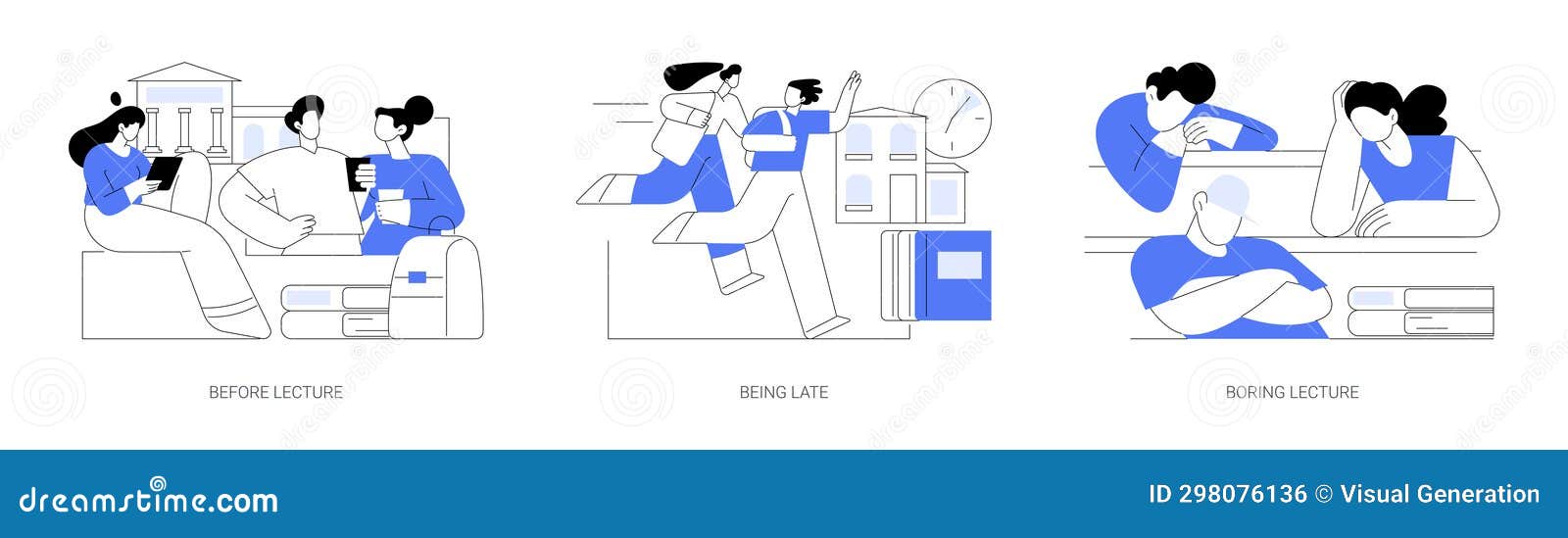 College Lessons Isolated Cartoon Vector Illustrations Se Stock ...