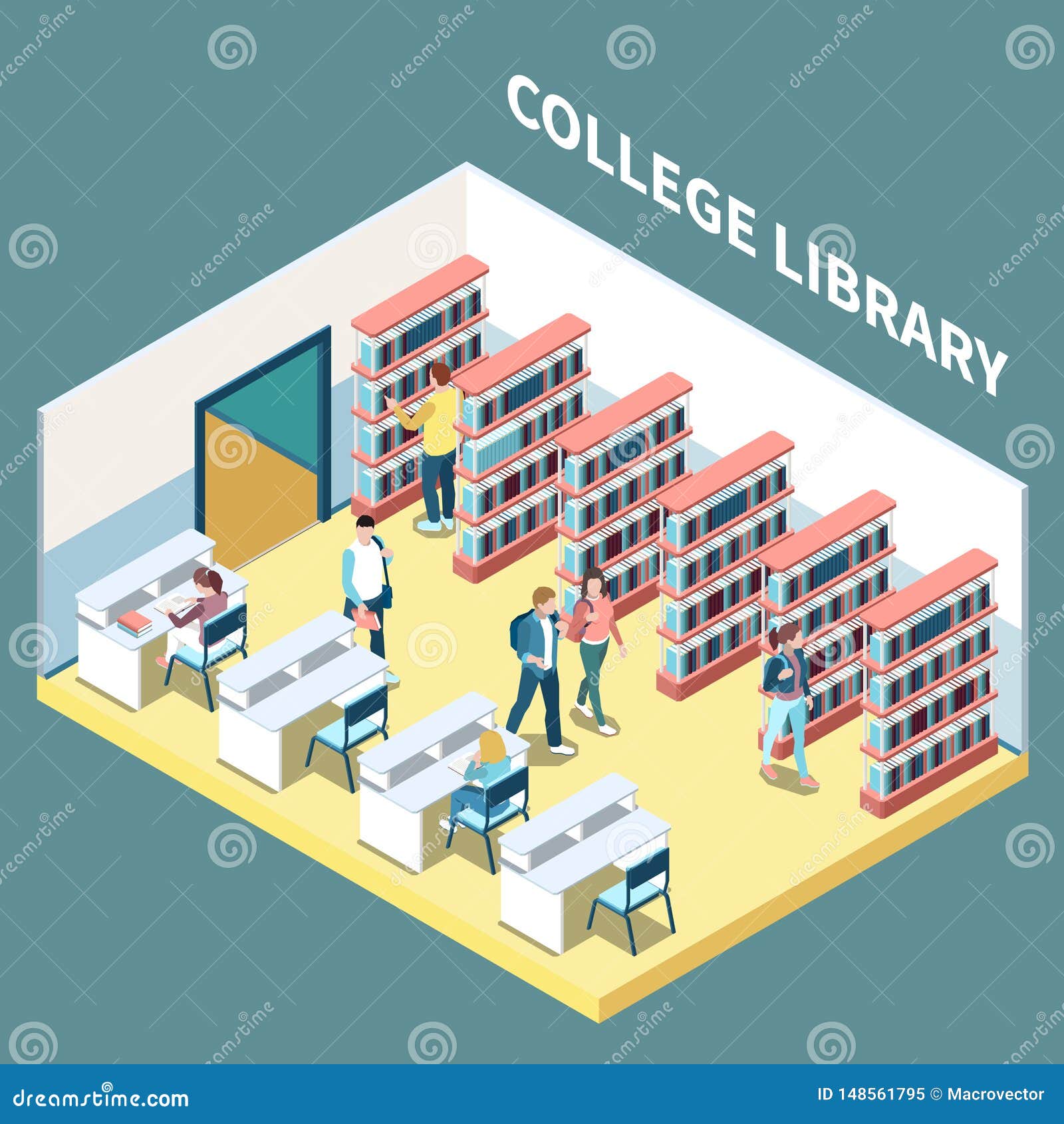 College Library Isometric Composition Stock Vector - Illustration of ... College Library Isometric Composition Stock Vector - Illustration of ...
