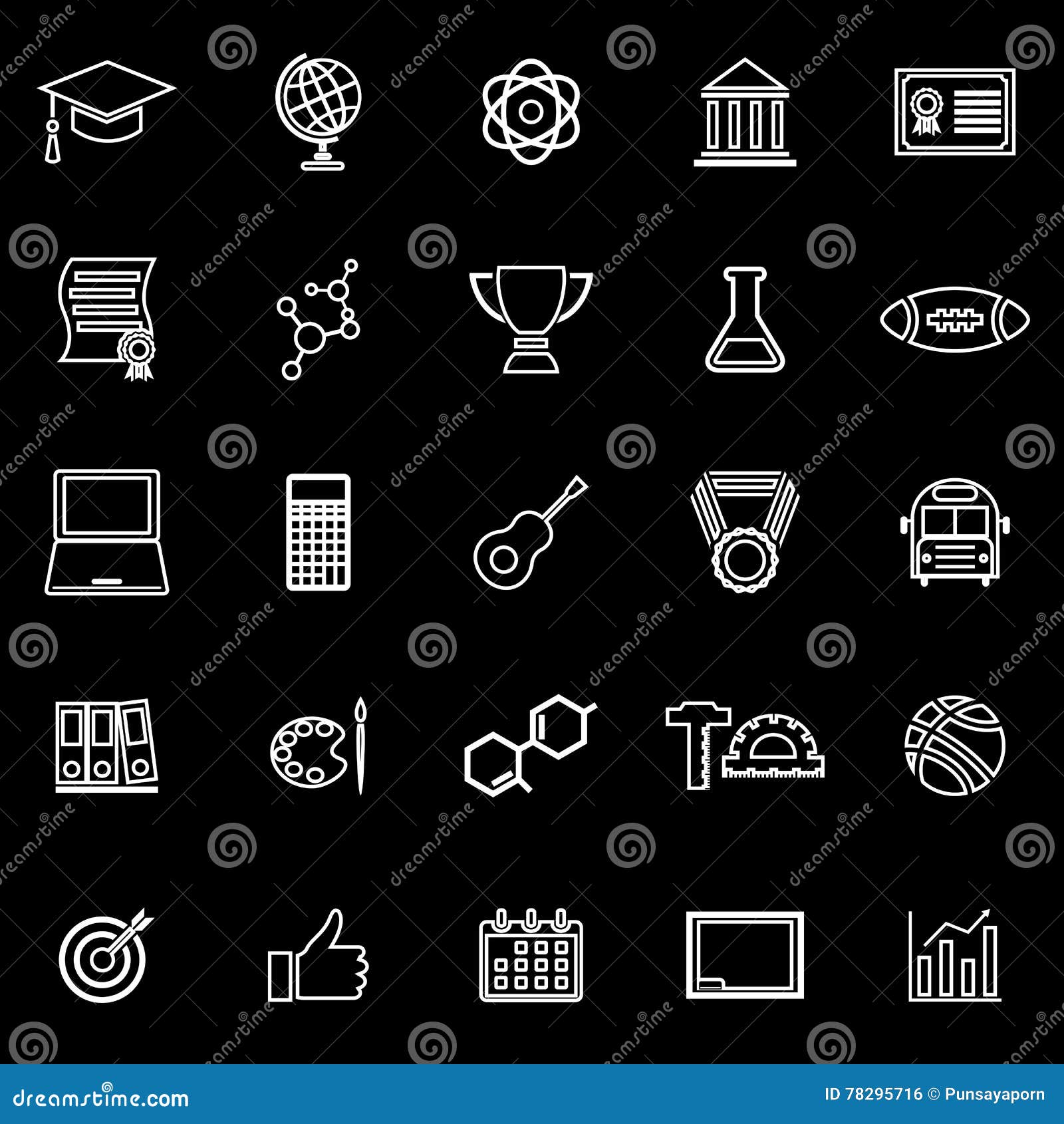College Line Icon Set, University Symbols Collection, Vector Sketches ...