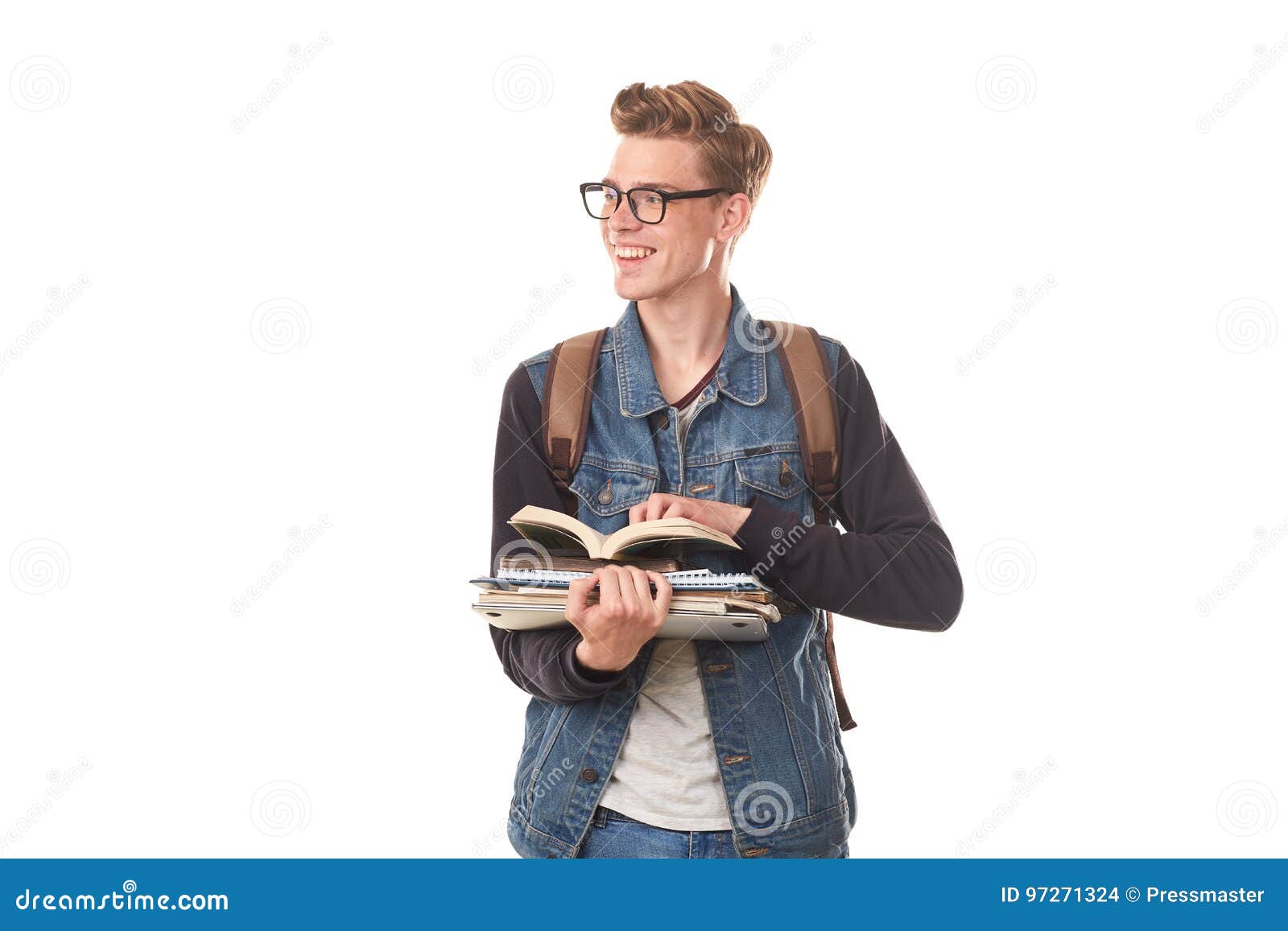 College nerd stock photo. Image of casual, portrait, university - 97271324
