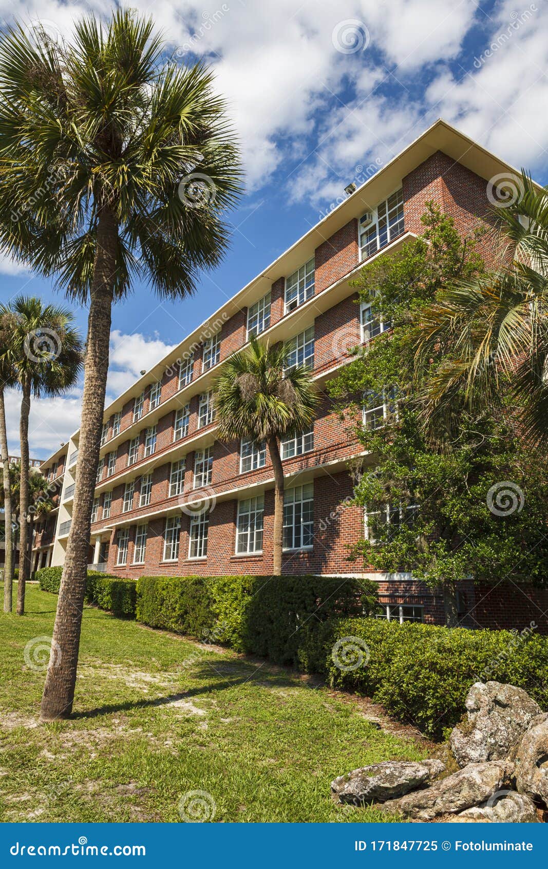 College Residence Hall stock image. Image of grass, brick - 171847725