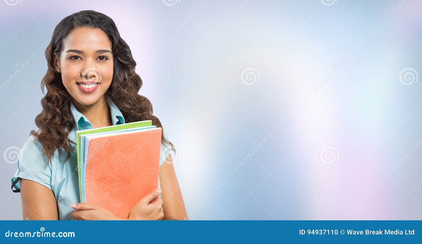 College Student with Books Against Purple Abstract Background Stock ...