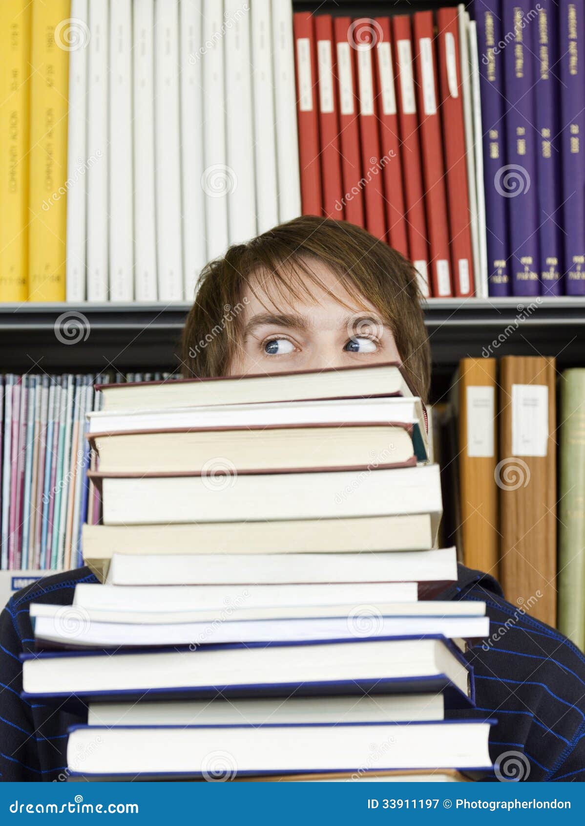 College Student Carrying Stack of Books Stock Image - Image of holding ...