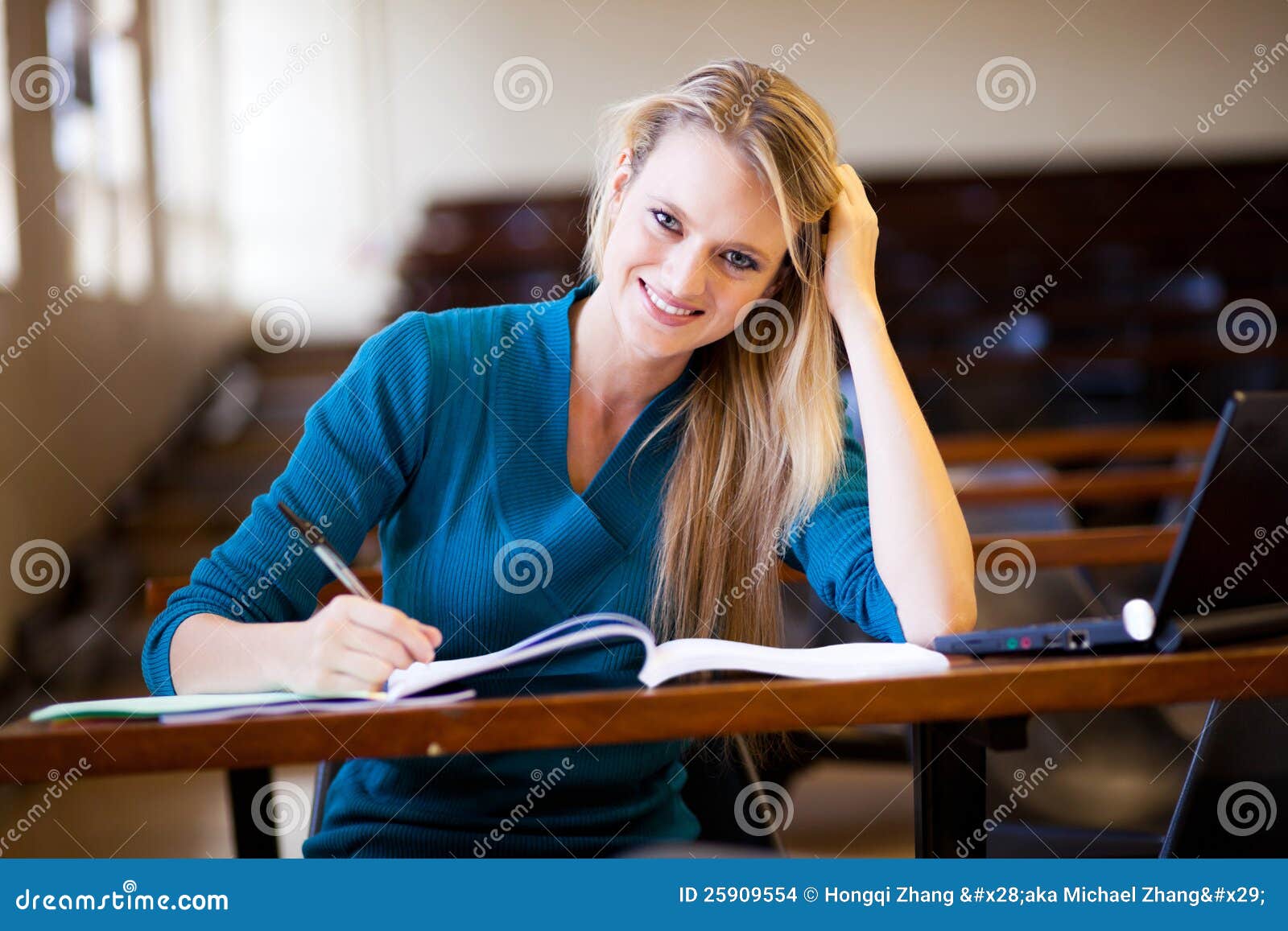 College Student in Classroom Stock Photo - Image of book, person: 25909554