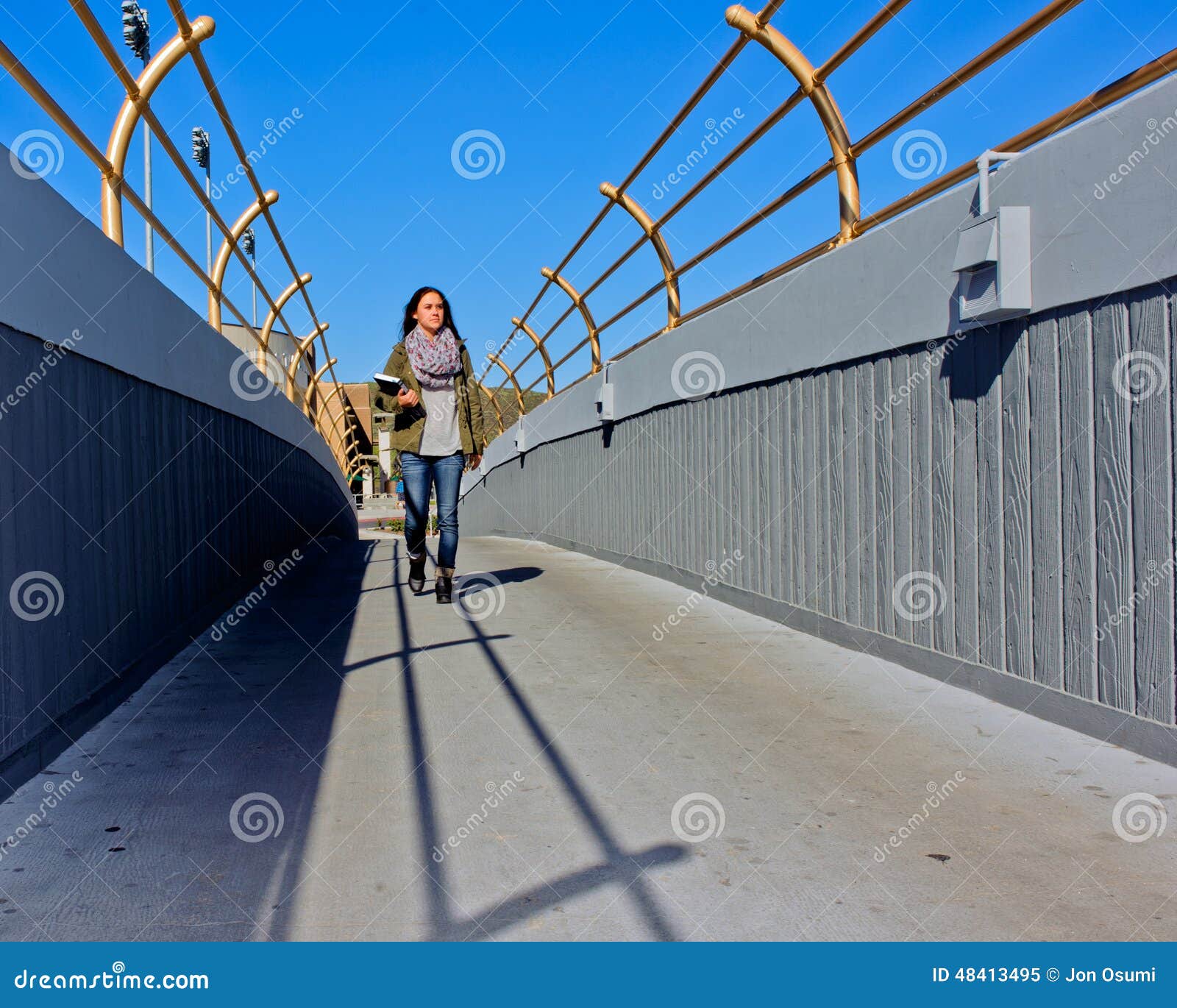 College Student Crossing Bridge Stock Image - Image of student ...