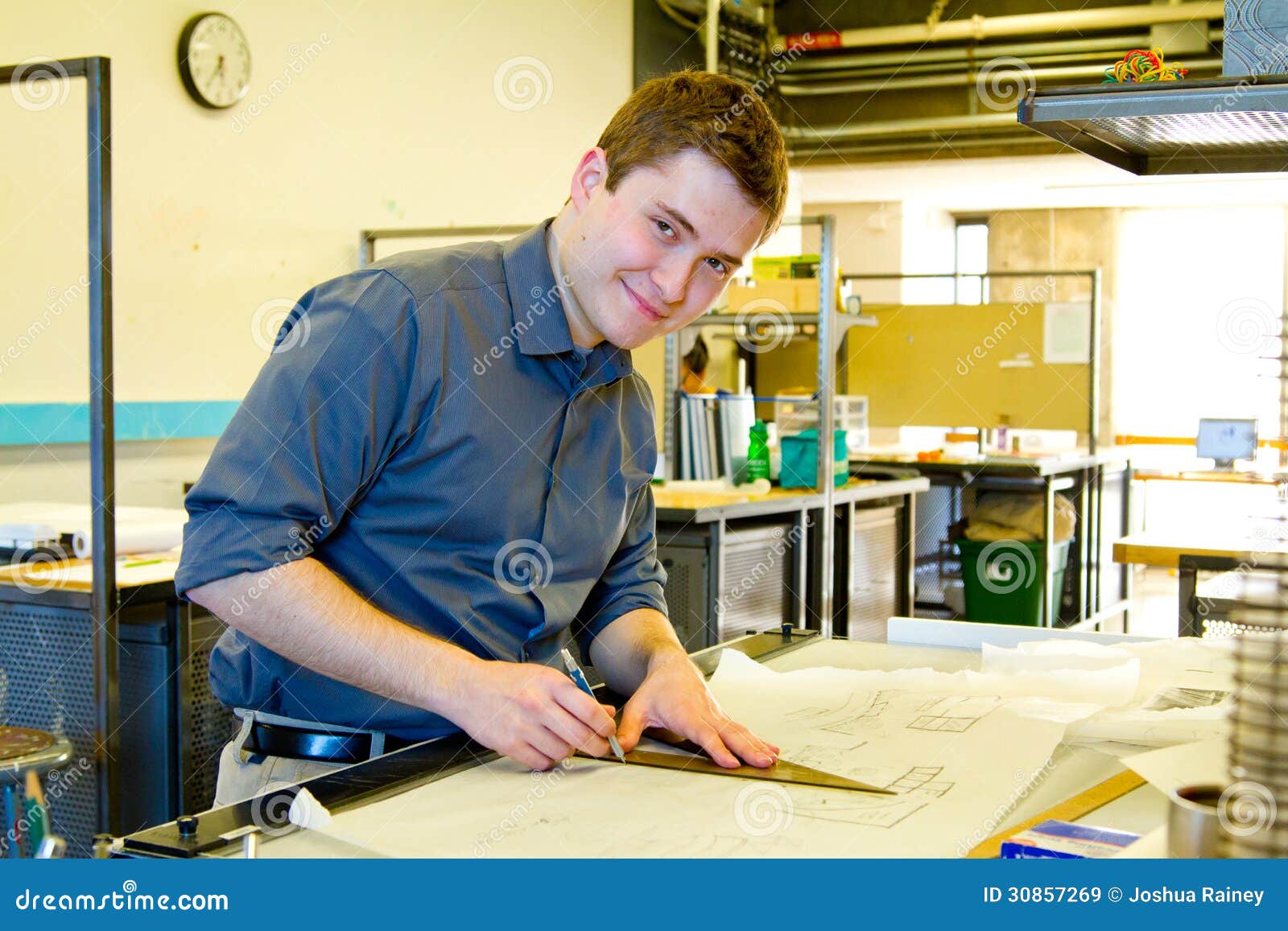 College Student Drafting Architecture Stock Image - Image of gray ...
