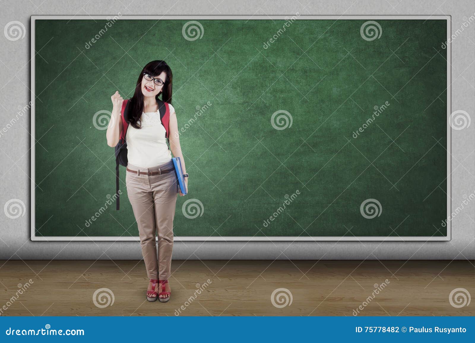 College Student and Empty Blackboard Stock Photo - Image of classroom ...
