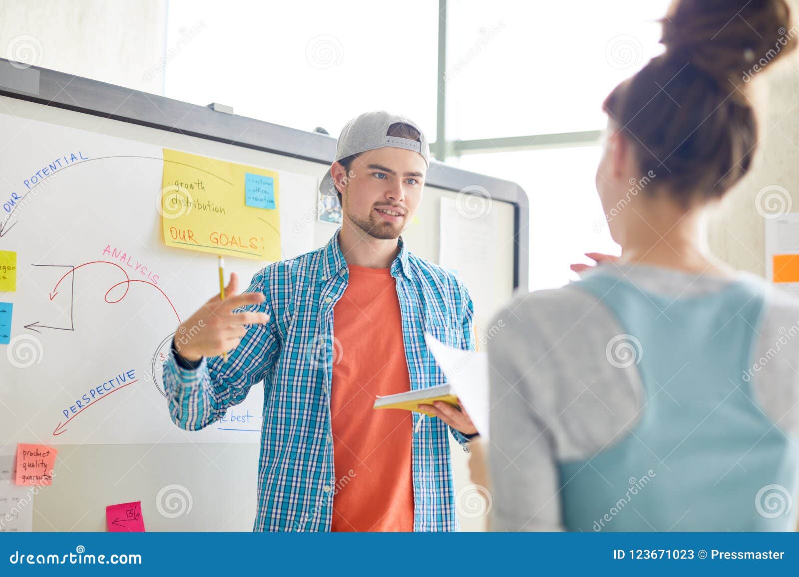 Discussion by whiteboard stock image. Image of classmate - 123671023