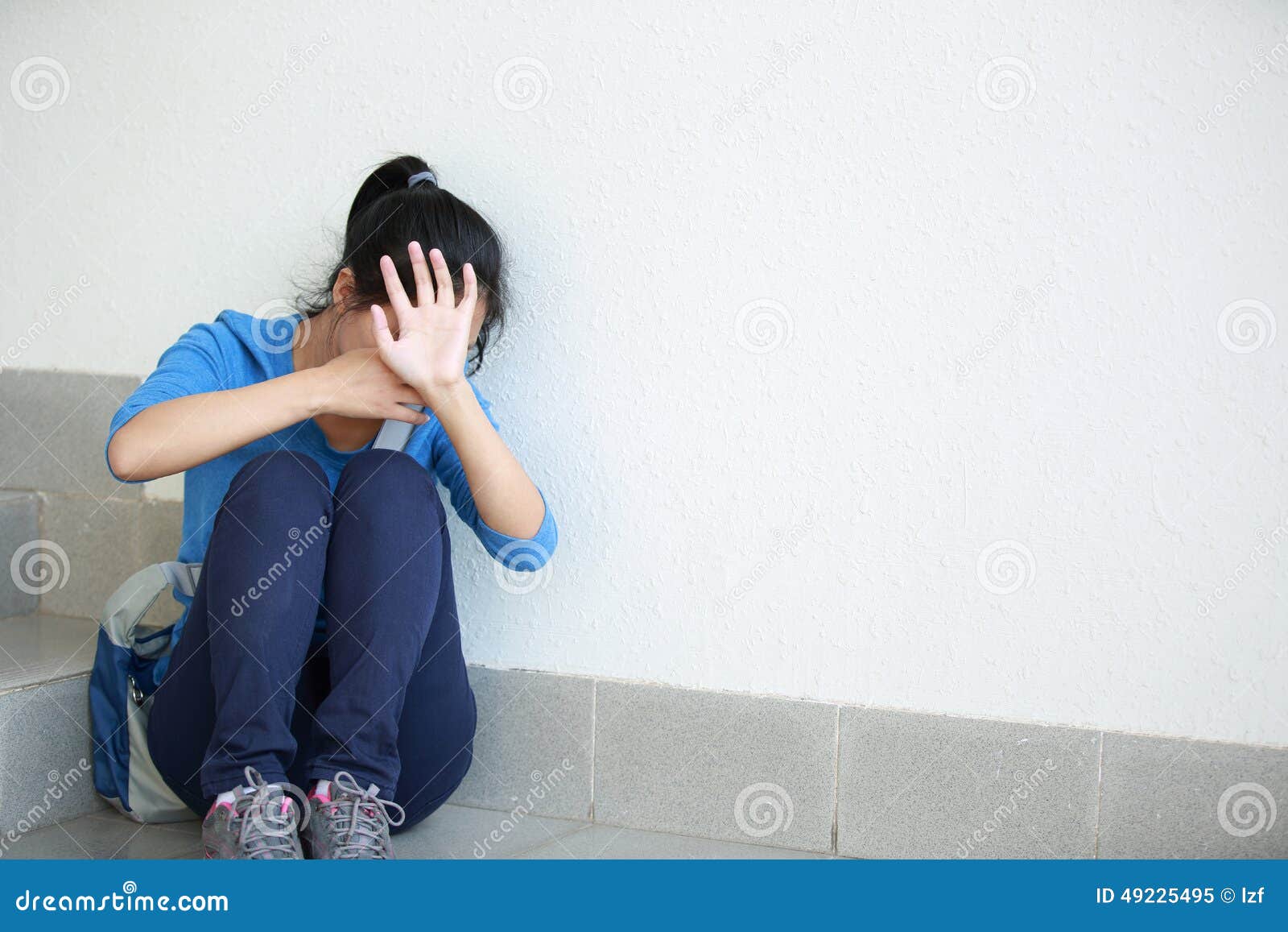 College Student Hide in Corner Stock Image - Image of black, beat: 49225495