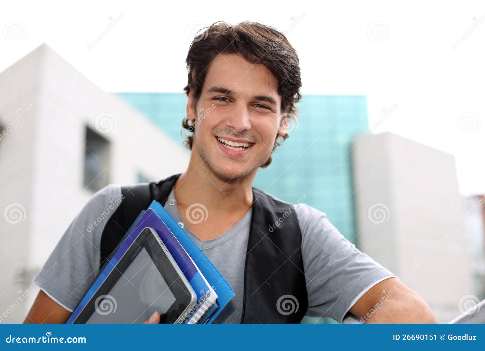 College Student Holding Notebooks Stock Image - Image of cheerful ...