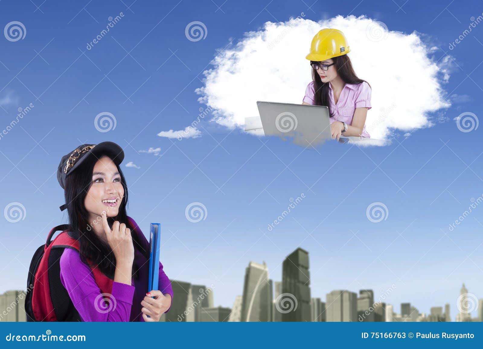 College Student Imagining an Architect Stock Image - Image of ...