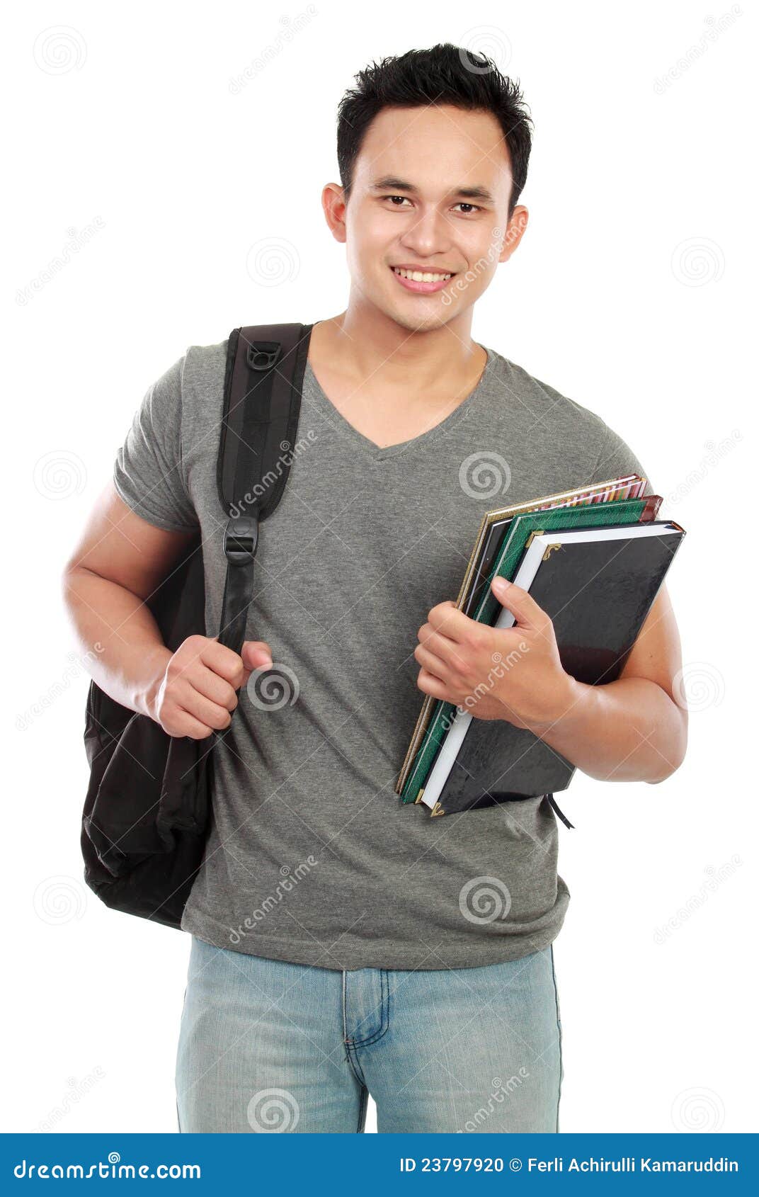 College Student Isolated On White Background Stock Photo - Image: 23797920