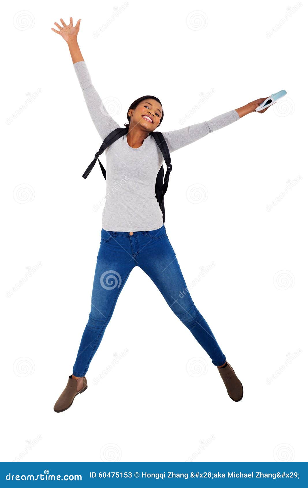 College student jumping stock image. Image of isolated - 60475153