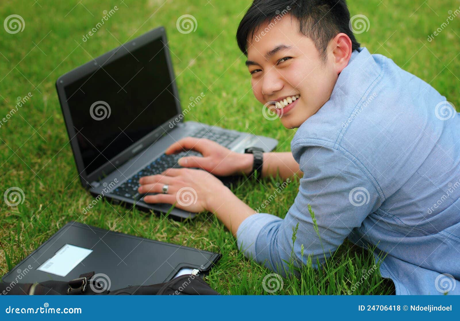 College Student with Laptop Stock Photo - Image of male, cheerful: 24706418