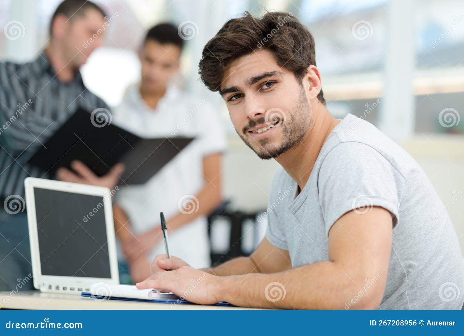College Student with Laptop Posing Stock Photo - Image of group ...