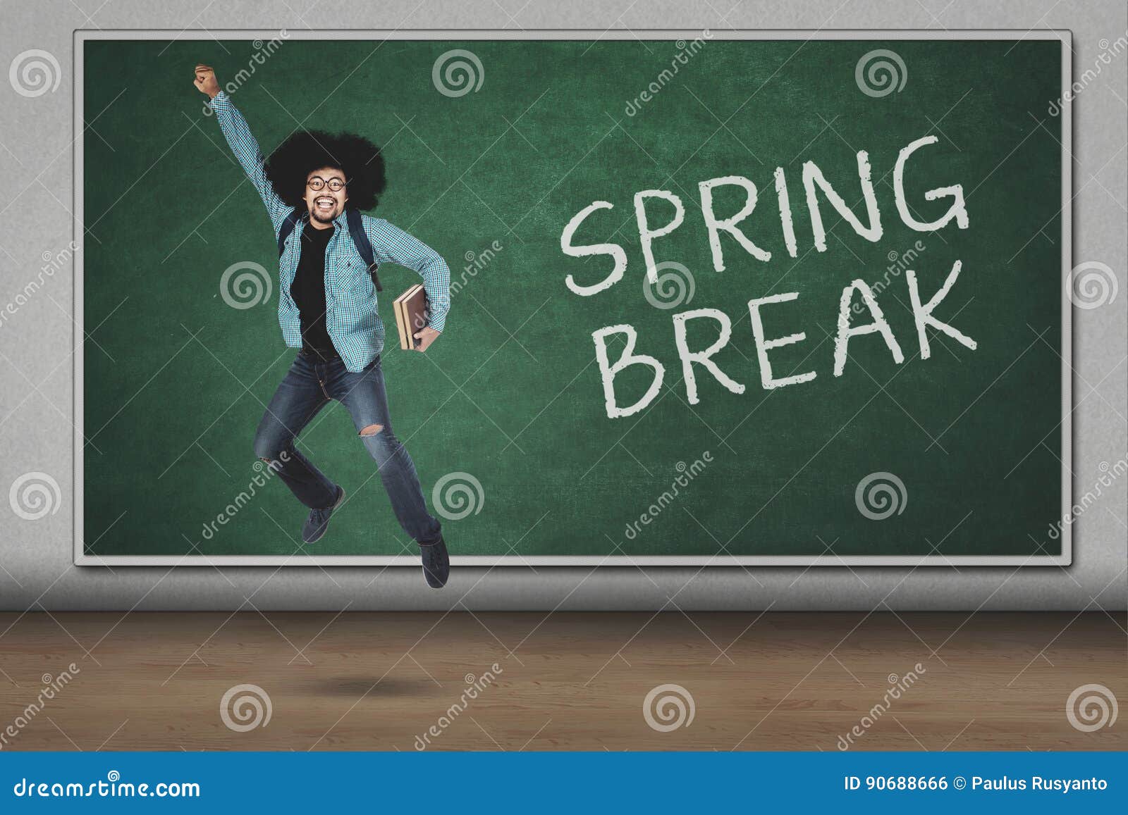 College Student Leaping with Spring Break Text Stock Photo - Image of ...