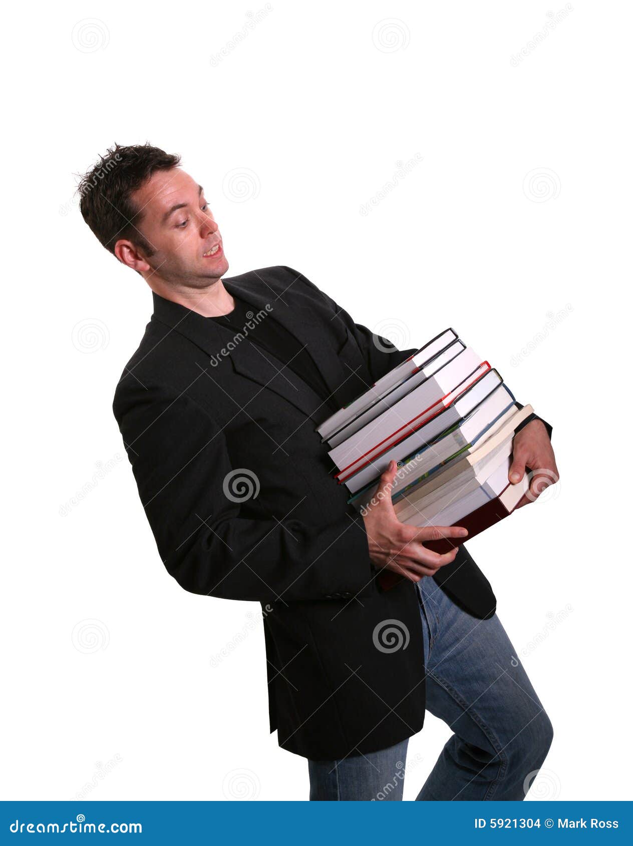 College Student Lugging Books Stock Photo - Image of isolated, jeans ...
