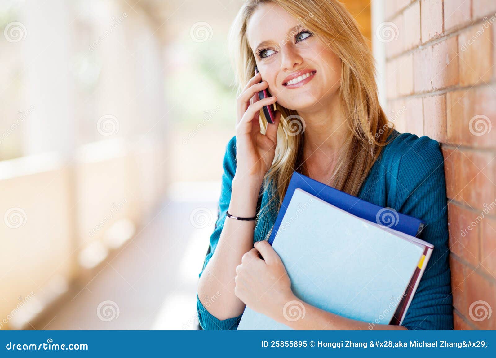 College Student on Mobile Phone Stock Image - Image of bright, alone ...