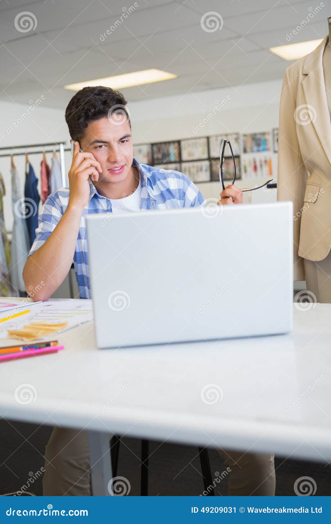 College Student on the Phone Holding Glasses Stock Image - Image of ...