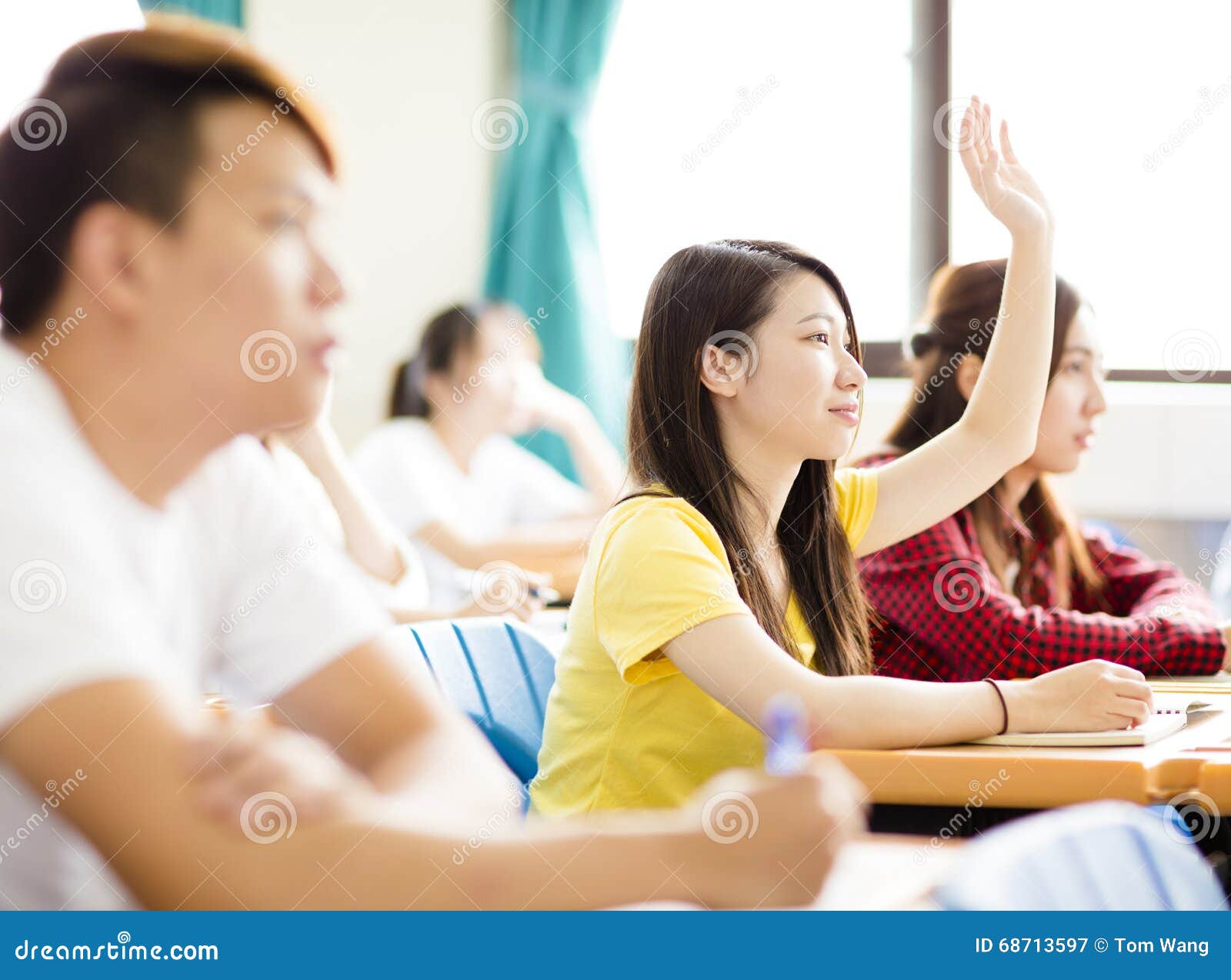 College Student Raising Hand In Class