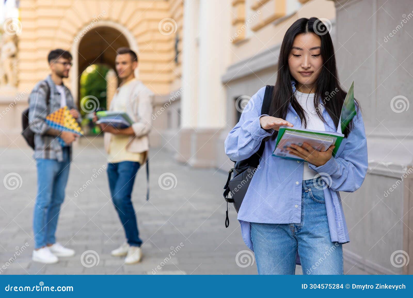 College Student Reading Book Preparing for University Classes. Stock ...