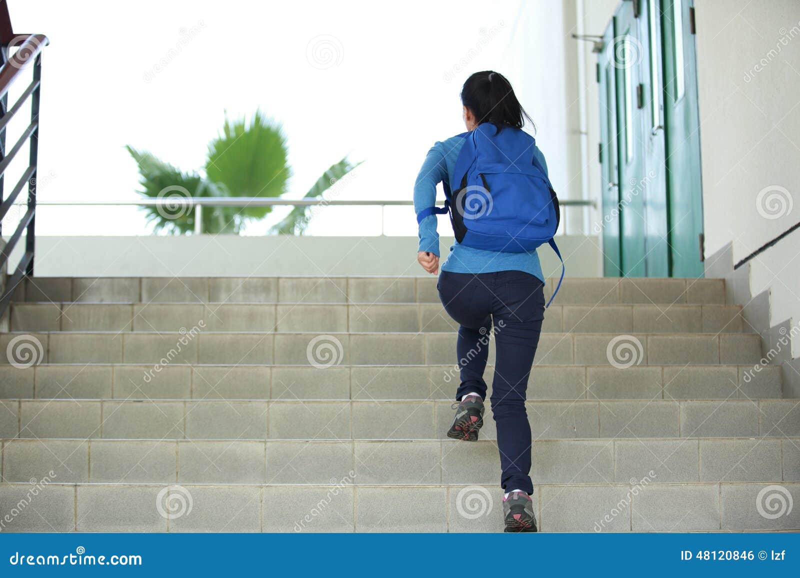 College Student Running Up Stairs Stock Photo - Image of education ...