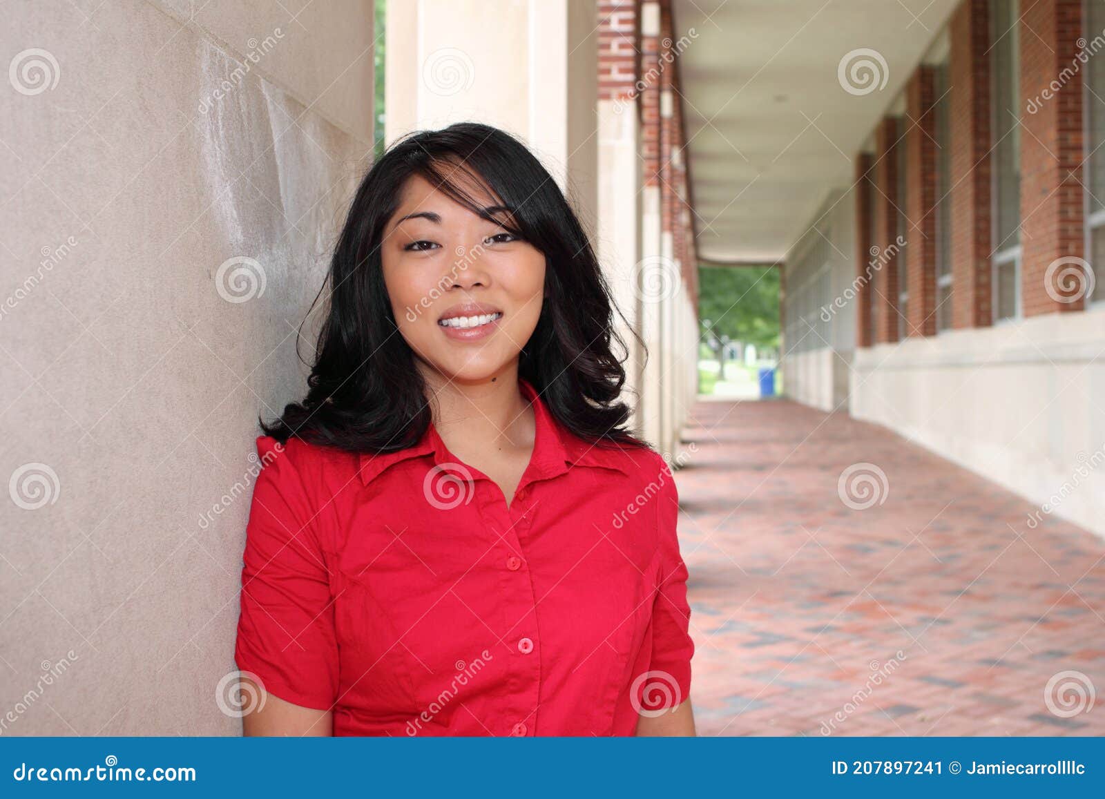 A Beautiful Asian College Student on a University Campus Stock Image ...