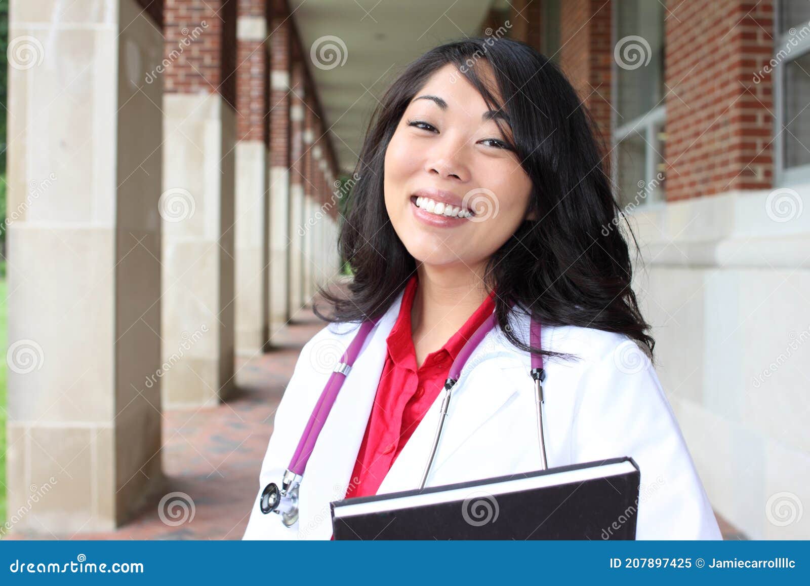 A Beautiful Asian Medical Student on a University Campus Stock Image ...