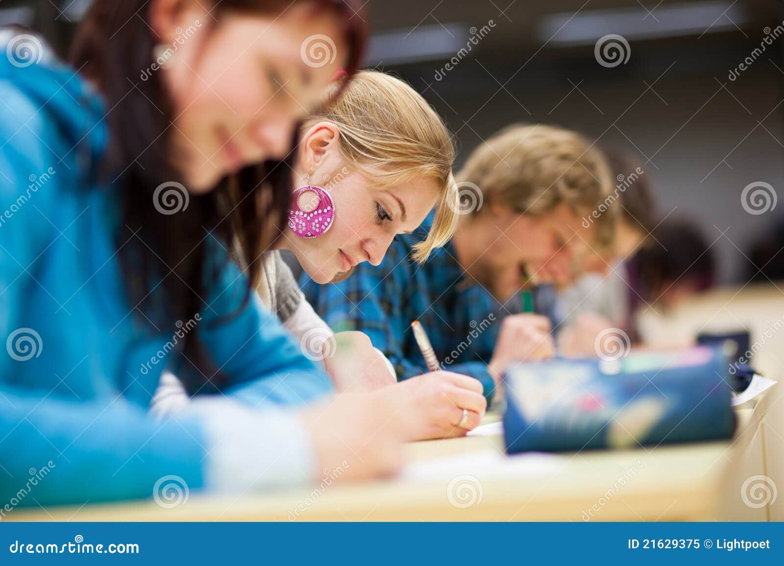 College Student Sitting in a Classroom Stock Image - Image of beautiful ...