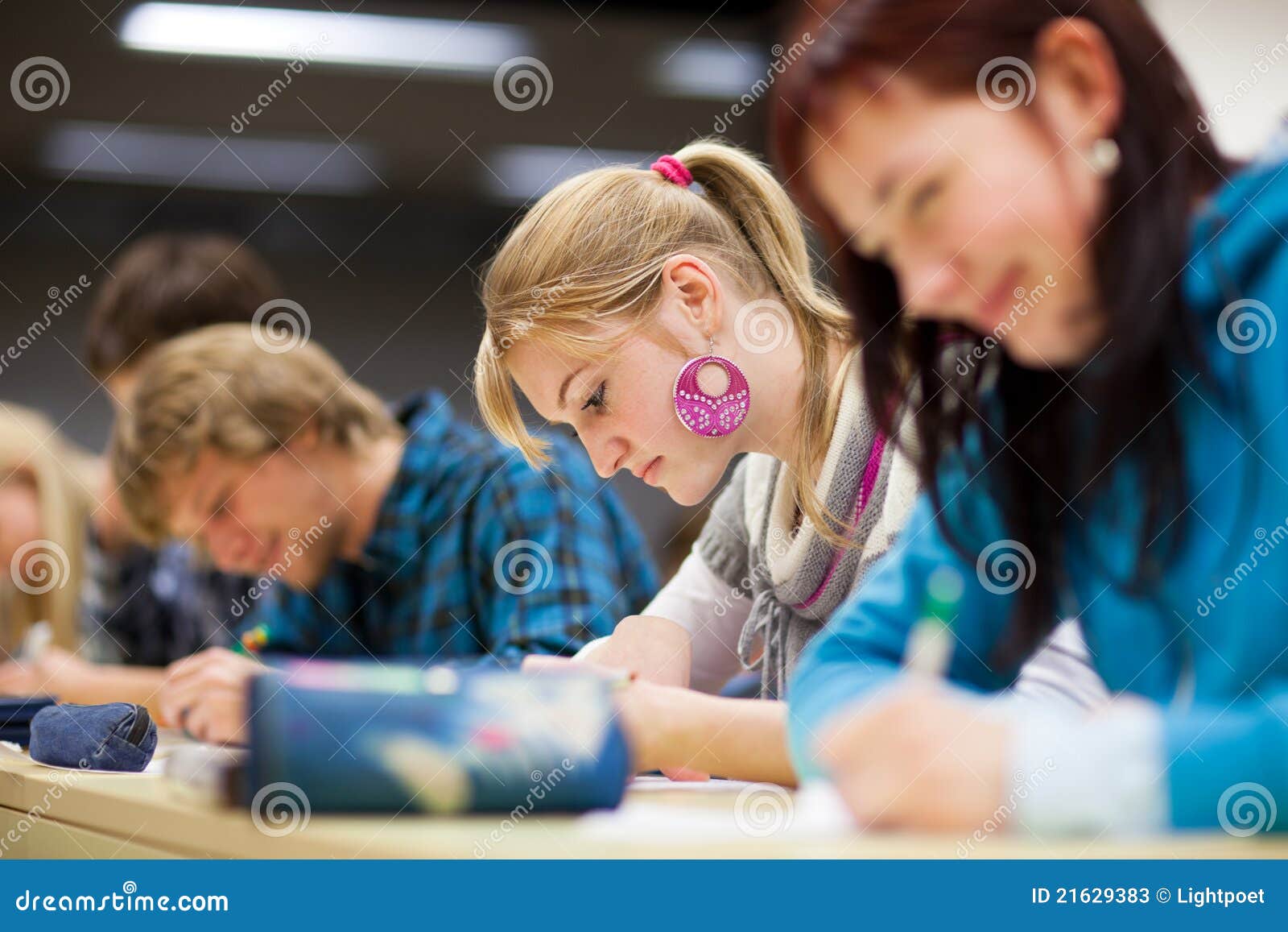 College Student Sitting in a Classroom Stock Image - Image of adult ...