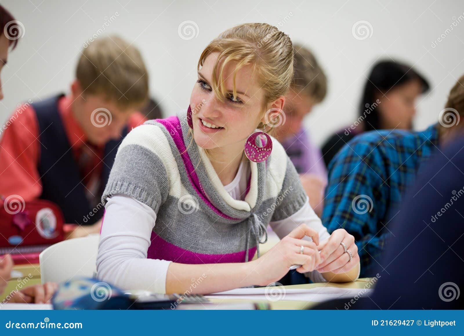 College Student Sitting in a Classroom Stock Image - Image of learning ...